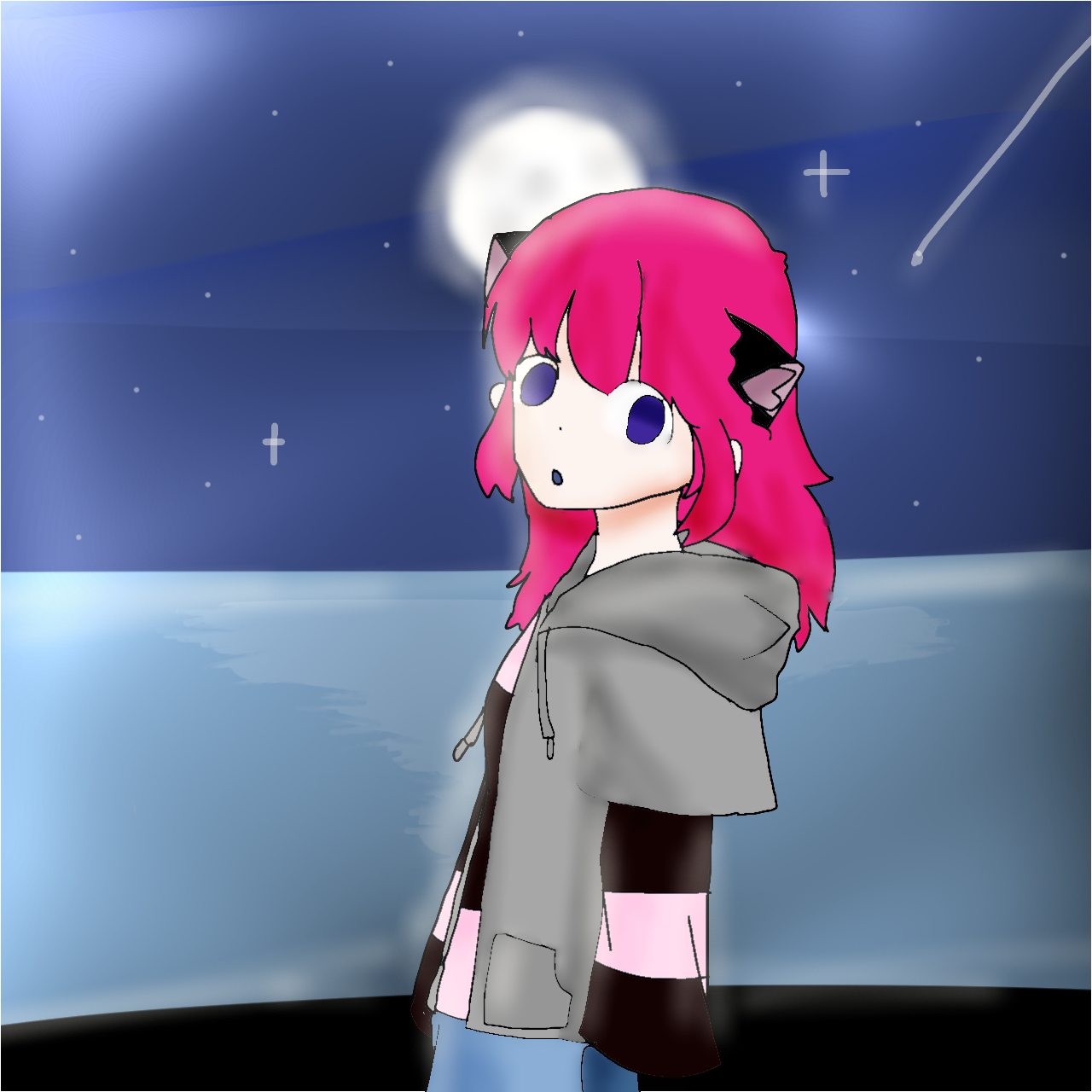 Pixilart - Cally At Night uploaded by Mastercat1907