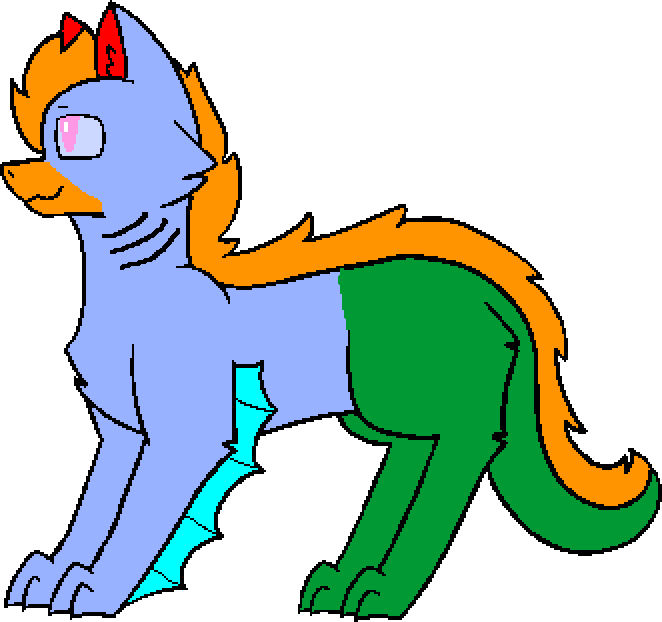 Pixilart - Aqua-Fire type cat uploaded by OwOness